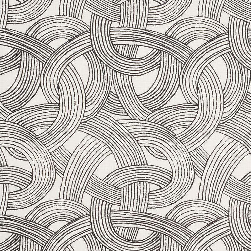 Sample - Schumacher Freeform Fabric in Black | Chairish