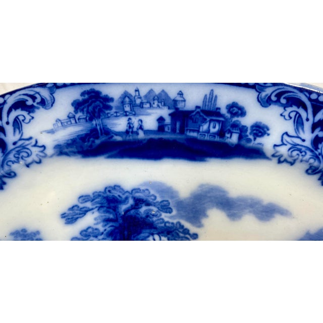 Antique W H Grindley & Co Flow Blue Platter in the Lake Scene Shanghai ...