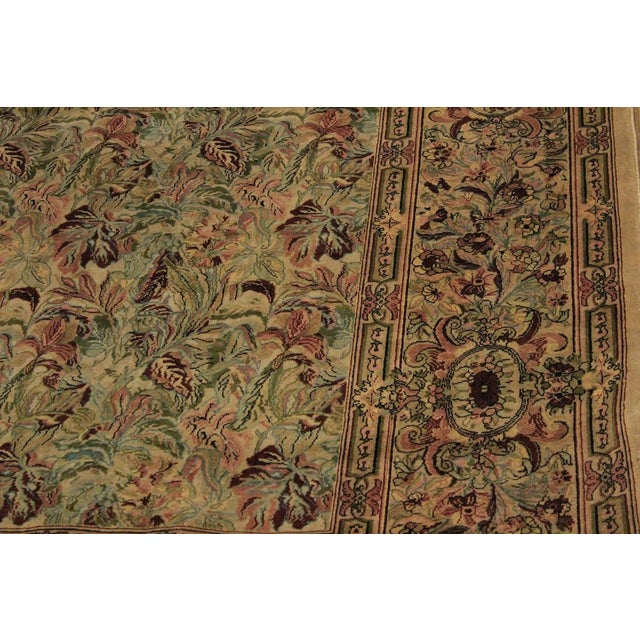 Shabby Chic Art Nouveau Abusson Tan/Red Wool Rug -9'0 X 12'0 | Chairish