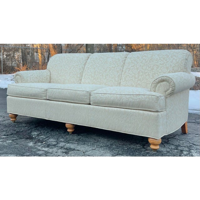 Ethan Allen Traditional Three Cushion Rolled Arm Sofa | Chairish