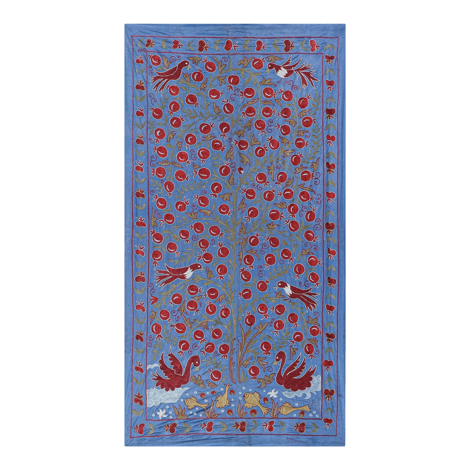 Silk Animal Pictorial Suzani Wall Decor 3'6'' X 6'3'' | Chairish