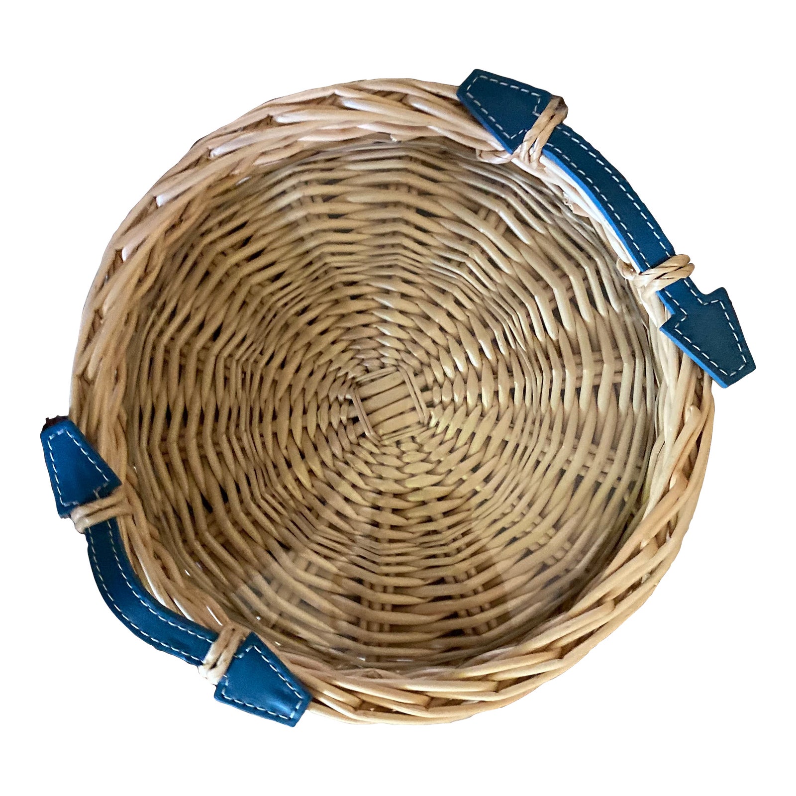 Small Round Blue Osier Tray | Chairish
