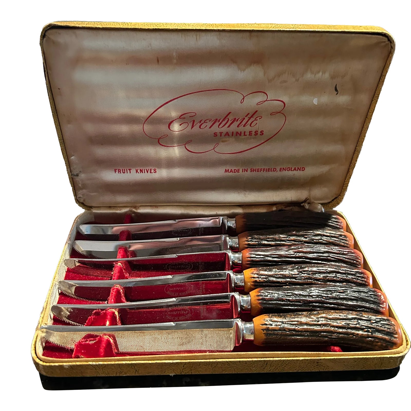 Mid 20th Century Antler Fruit, Vegetable Knives- Set of 6 | Chairish