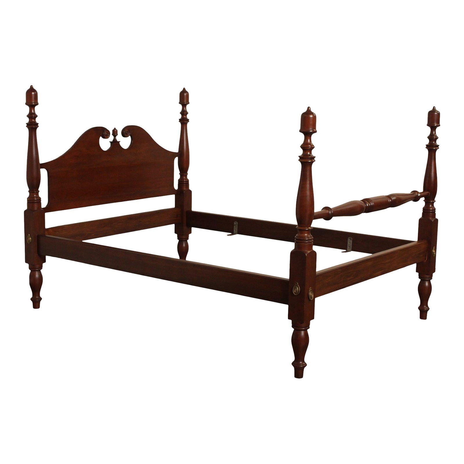 Custom Crafted Cherry Full Size Acorn Finial Poster Bed | Chairish