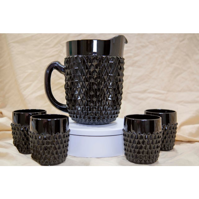 1960s Cameo Black Amethyst Indiana Glass Tiara Diamond Point Glassware ...