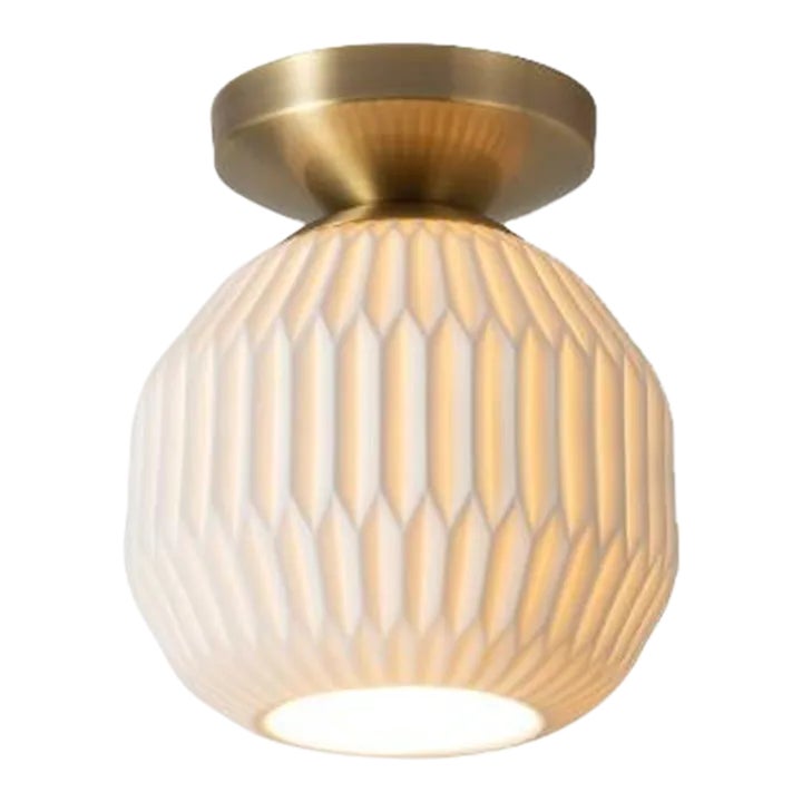 Moraga Bone Porcelain Semi-Flush Mount Ceiling Light - Weathered Brass ...