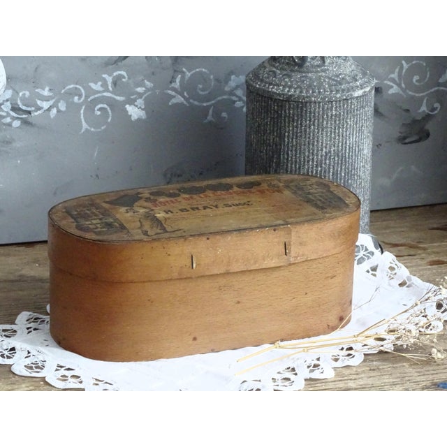 Early 20th Century Antique French Wood Advertising Tine Box | Chairish