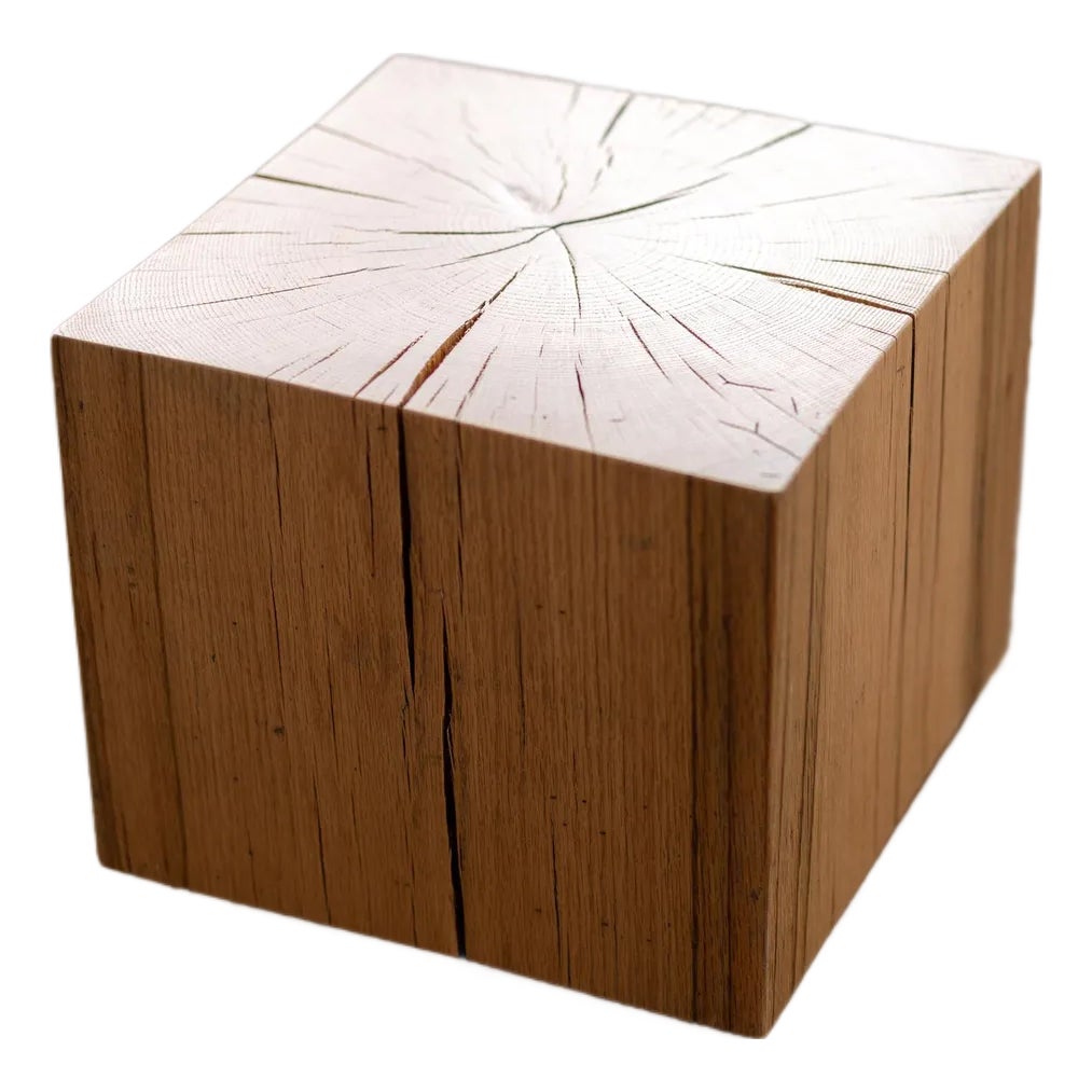 Oak Solid Wood Cube Side Table | Chairish
