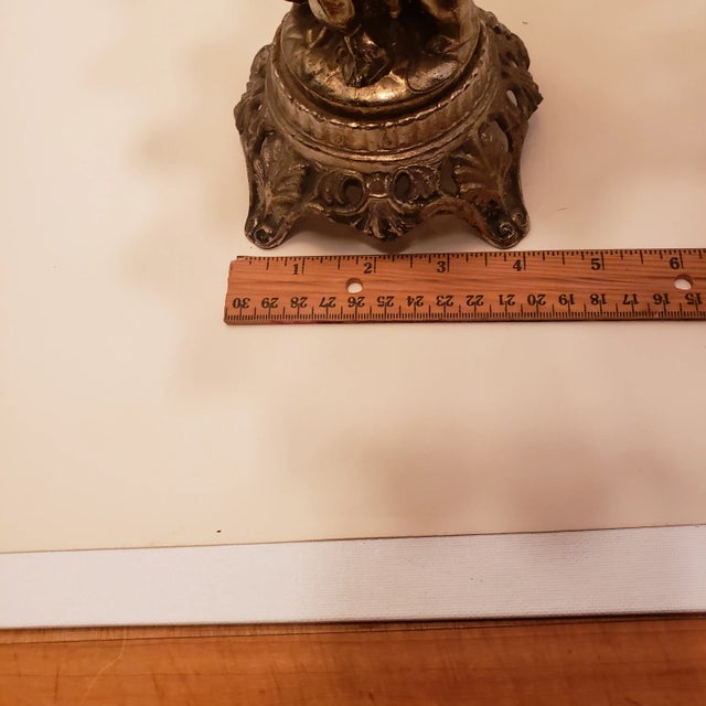 Antique Art Deco Cherub Metal & Pink Glass Compote | Chairish
