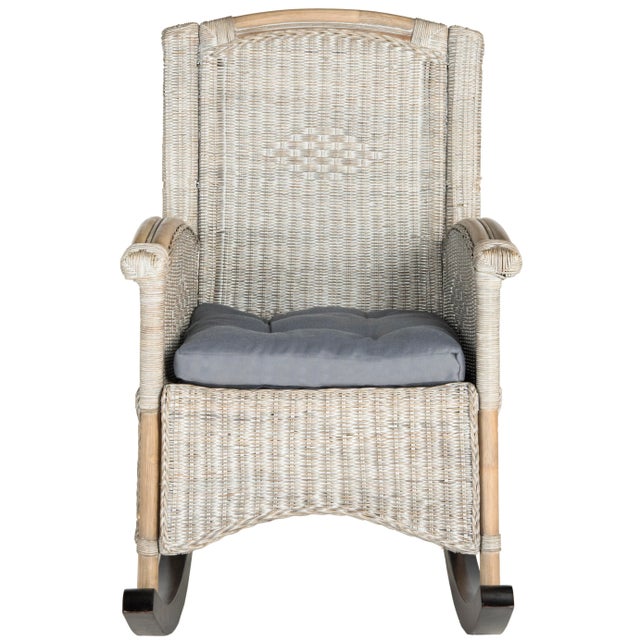 Jessica Wicker Rocking Chair in Antique Grey | Chairish