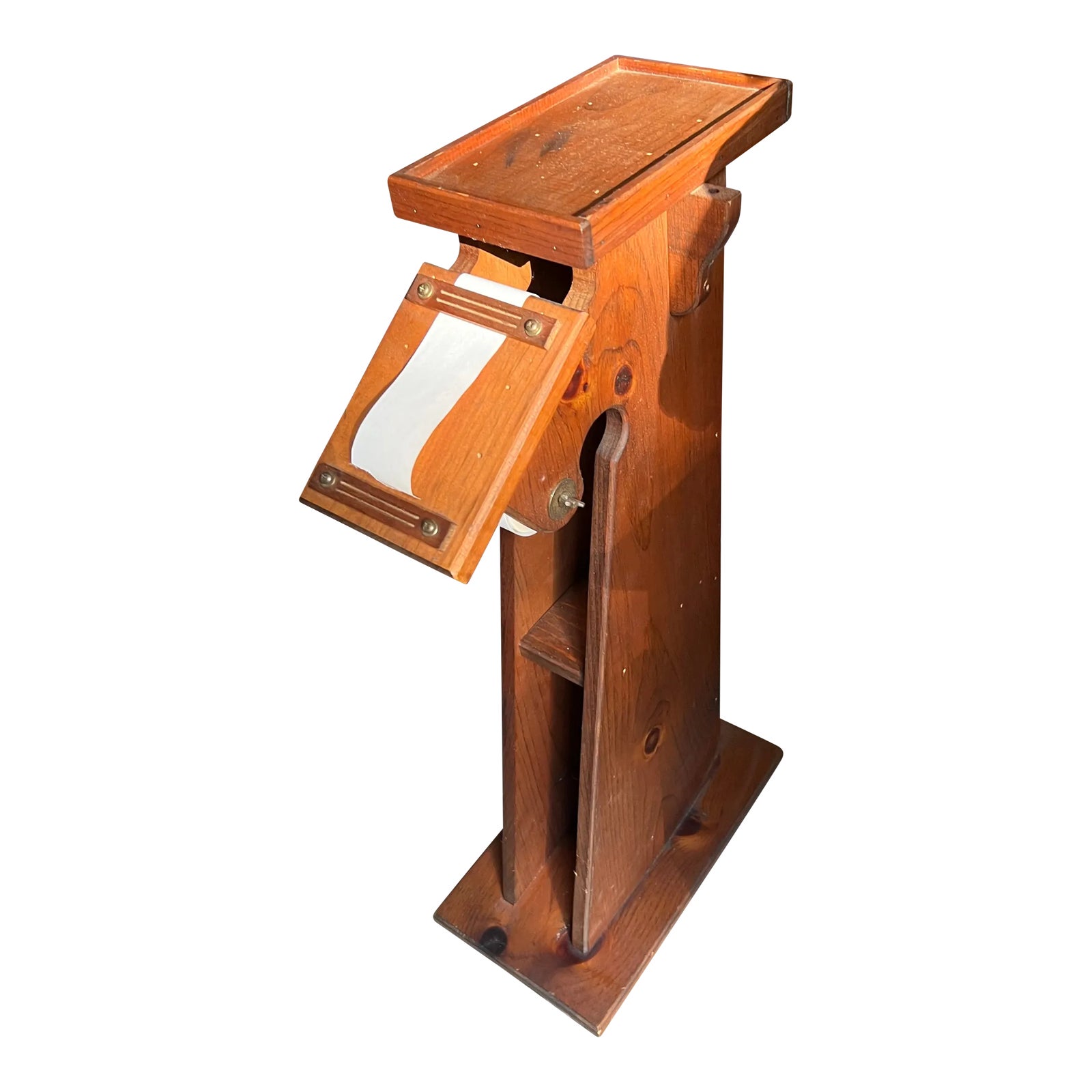 1950s Antique Notes Wooden Holder Side Table | Chairish