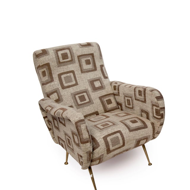 Italian Fauteuils Side Chairs with Brass Legs - a Pair | Chairish