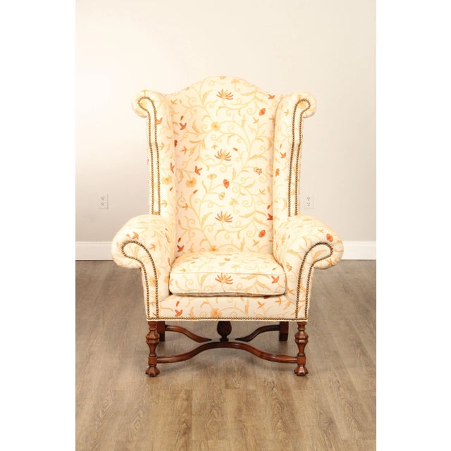 Lee Jofa William & Mary Style Wingback Lounge Chair | Chairish