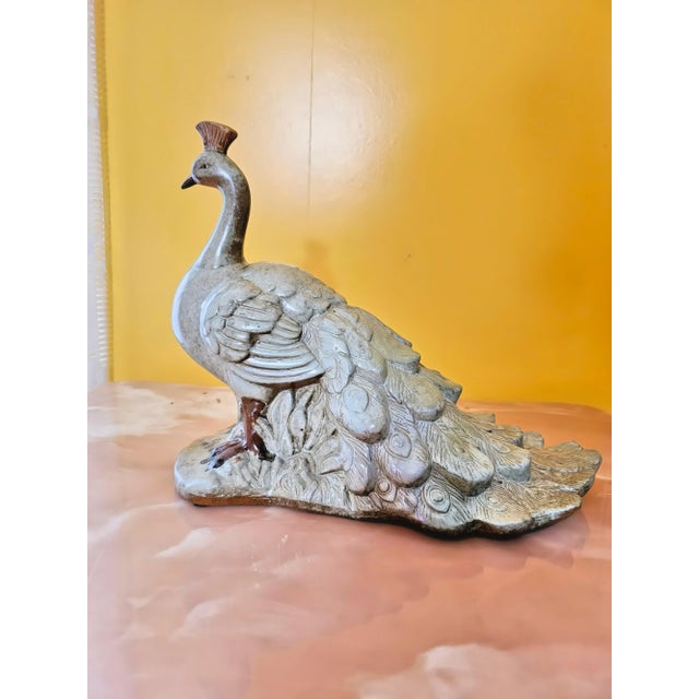 Mid-Century Modern Ceramic Peacock Sculpture Bird Statue | Chairish