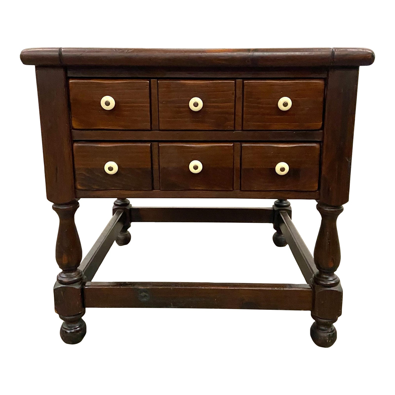 Vintage Ethan Allen Antiqued Pine Commode Table #12-8037 | Chairish