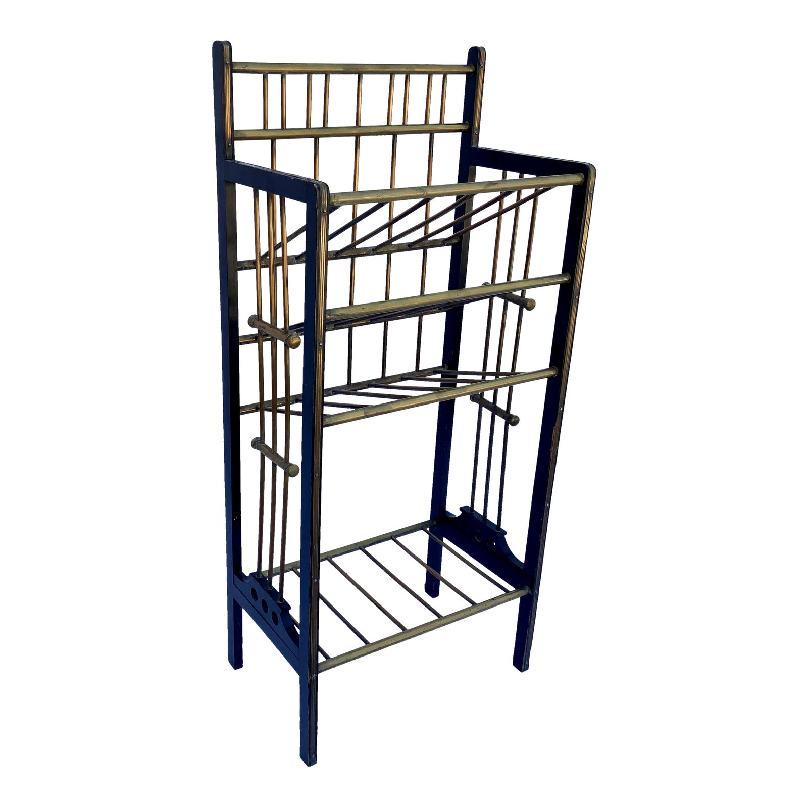 Art Deco Ebonized Wood and Brass Ada Zine Stand by Ernst Rockhausen ...