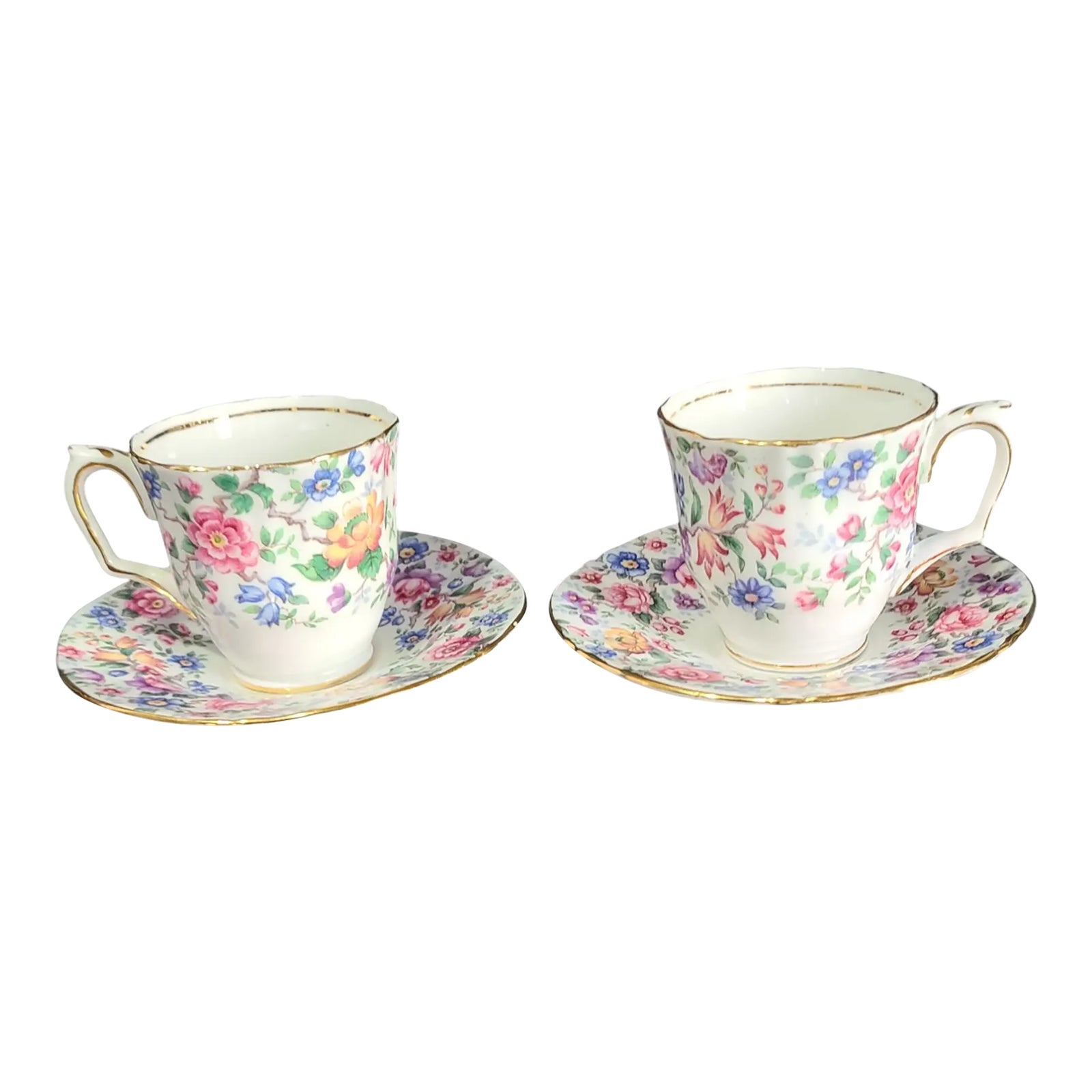 Vintage Crown Staffordshire Fine Bone China Floral Springtime Coffee ...