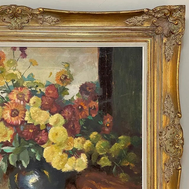 Antique Framed Still Life Signed Oil Painting on Canvas | Chairish