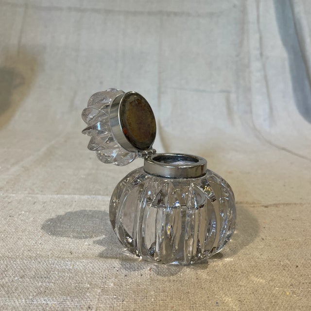 Antique Crystal Glass Inkwell | Chairish