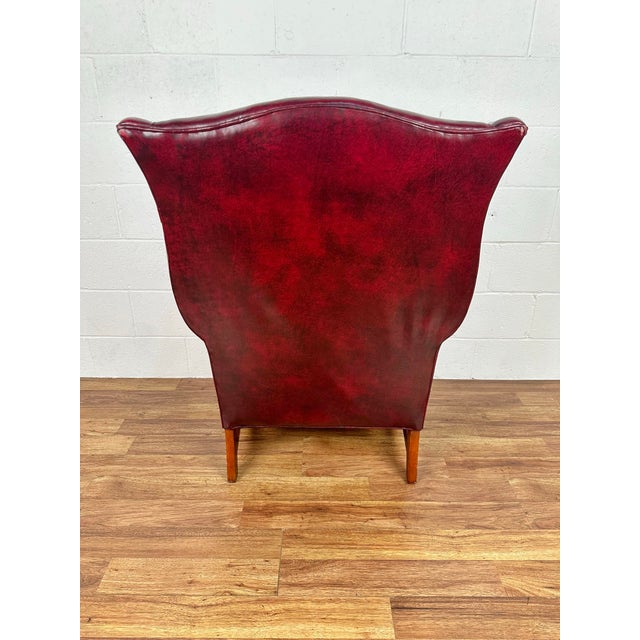 Late 20th Century Bracewell Burgundy Leather Nailhead Wingback Library ...