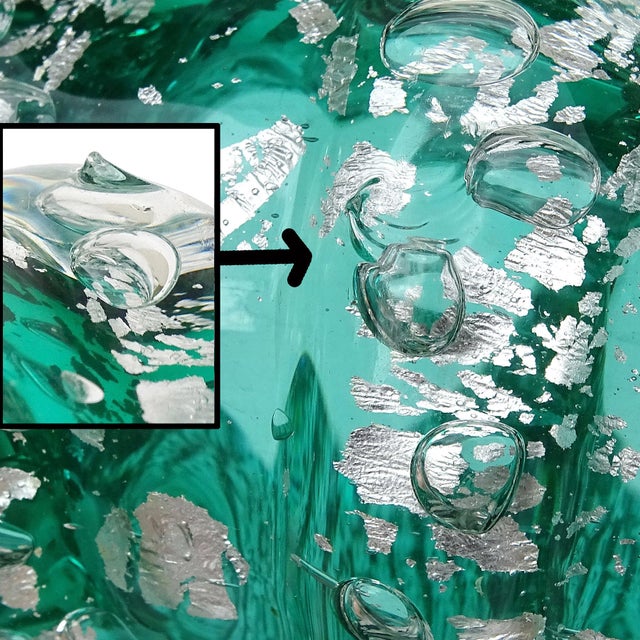 Murano Vintage Large Sommerso Green Silver Flecks Italian Art Glass ...