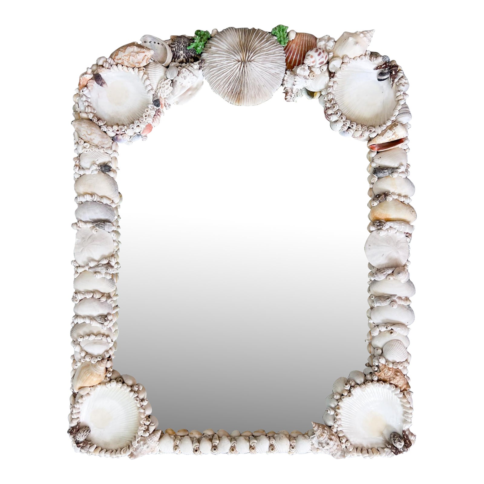 20th Century Arched Seashell Shell Encrusted Mirror | Chairish