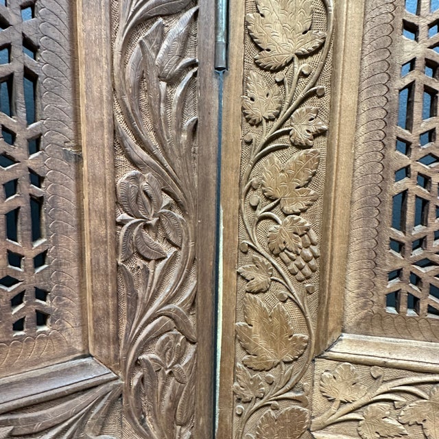 Late 19th Century Hand Carved Asian Wood Screen | Chairish
