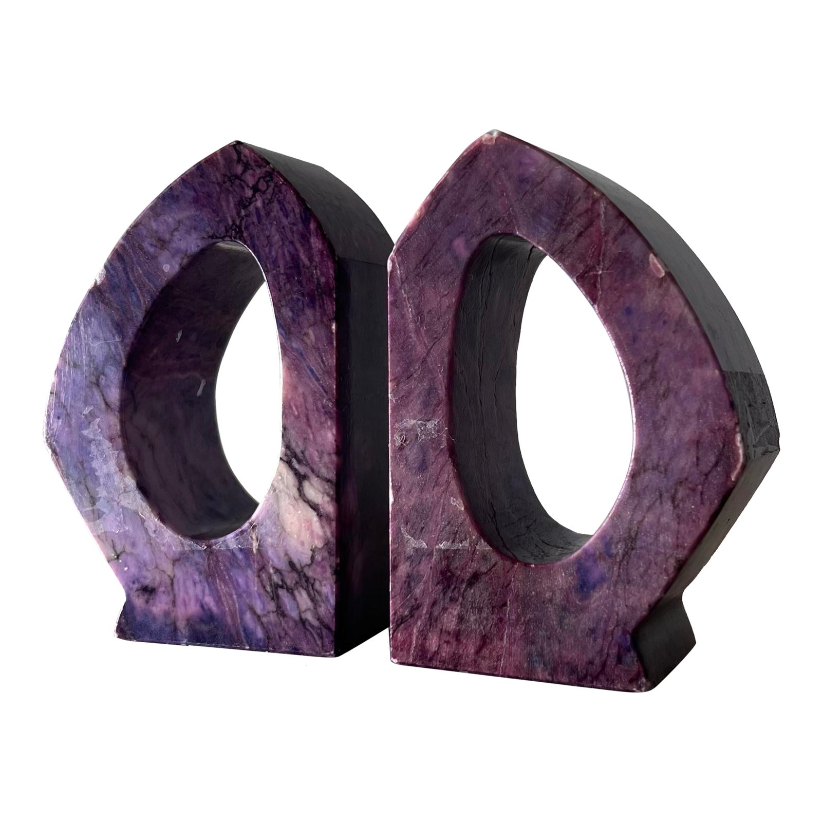 Vintage Italian Mid Century Purple Marble Geometric Bookends, 1960s ...