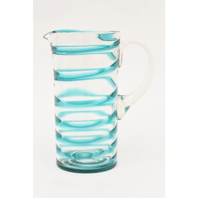 Vintage Murano Turquoise Swirl and Clear Glass Lemonade and Ice Tea Set ...