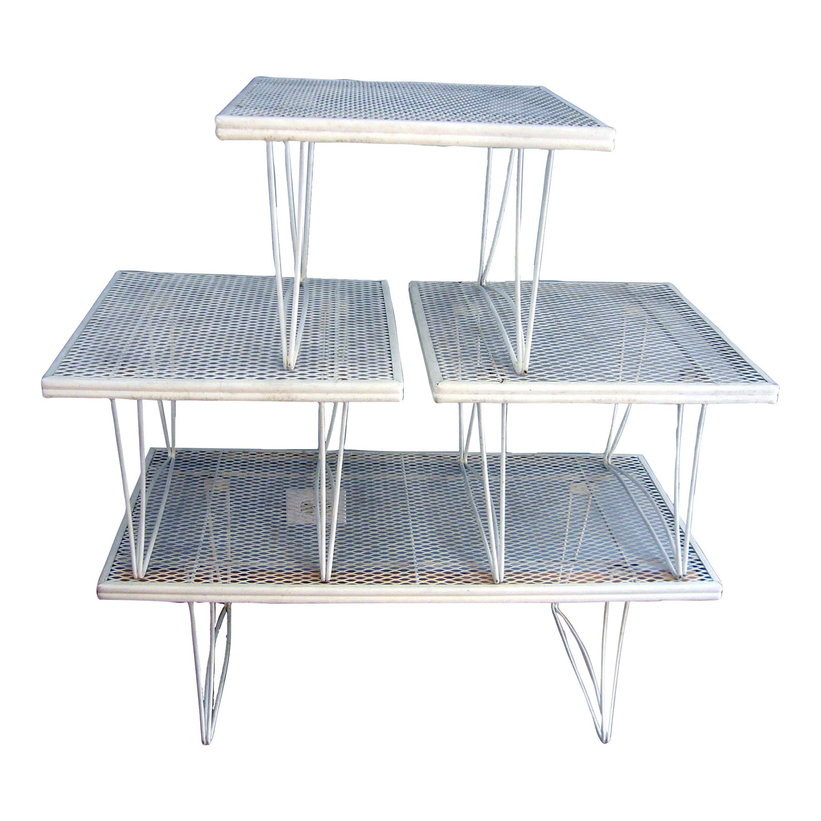 1960s Homecrest Bottemillier White Metal Accent Tables, Attributed ...