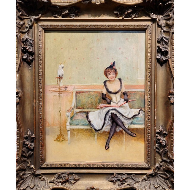 Edward Reed -Female Entertainer With White Parrot -C.1895 Oil Painting ...