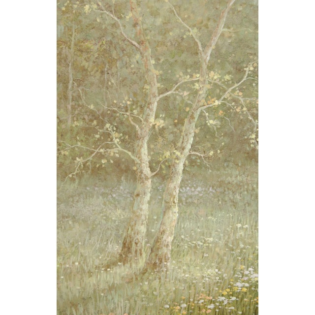 Hyun Bo Yoo 'Girl in Flower Field' Framed Oil Painting | Chairish