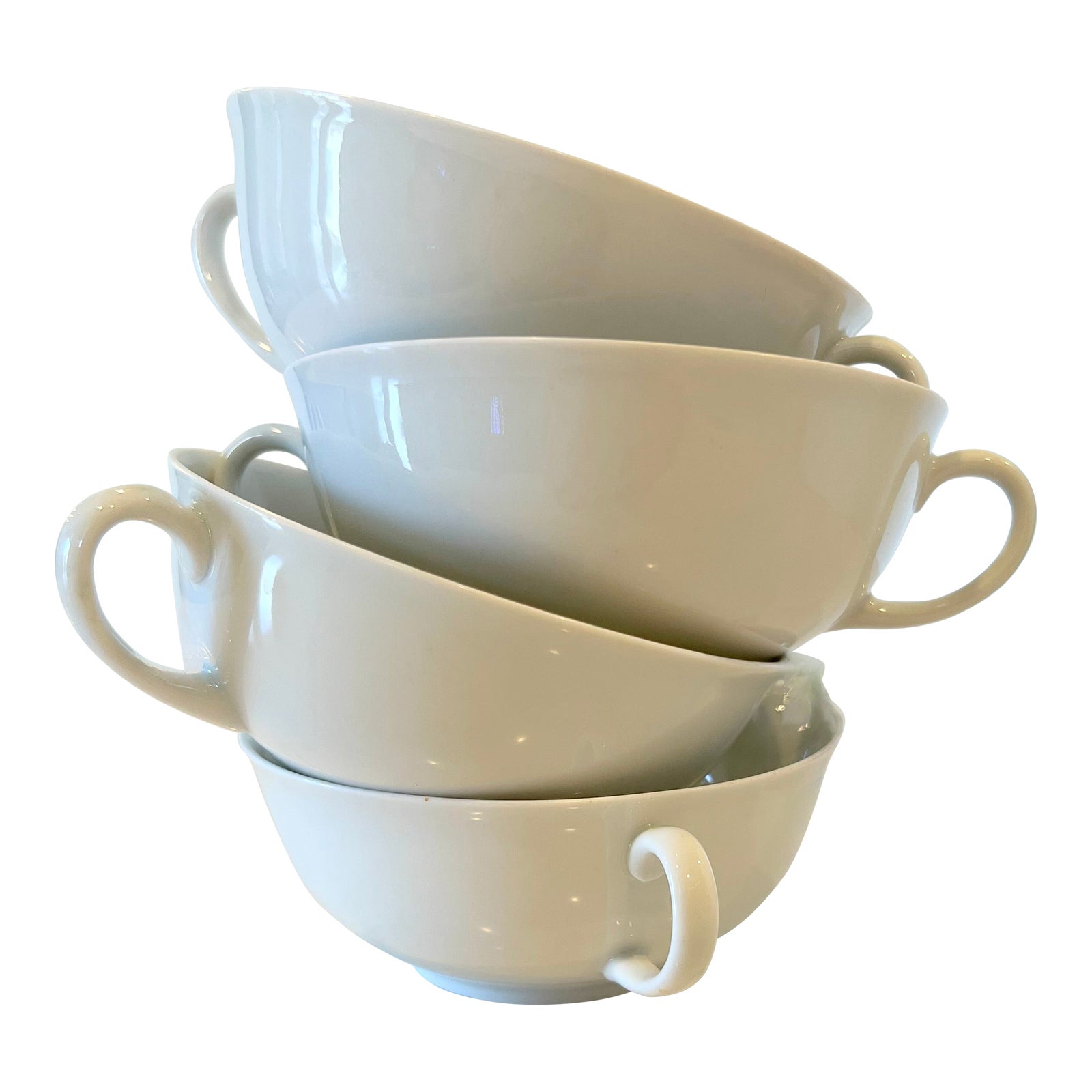 Vintage German Arzberg 213 White Porcelain Double Handle Tea Cups Mugs ...