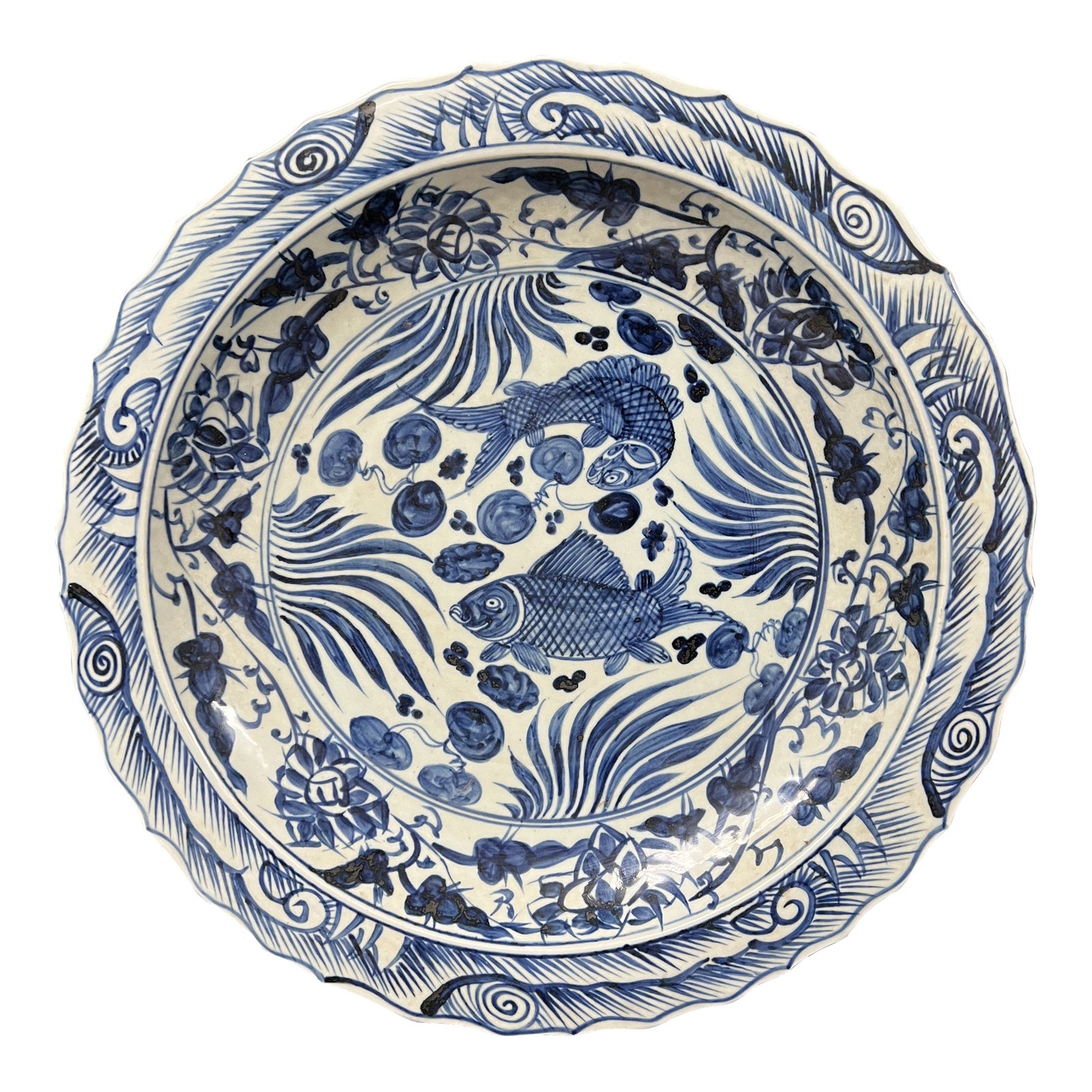 Mid 20th Century Chinese Art Blue and White Porcelain Charger/Plate ...