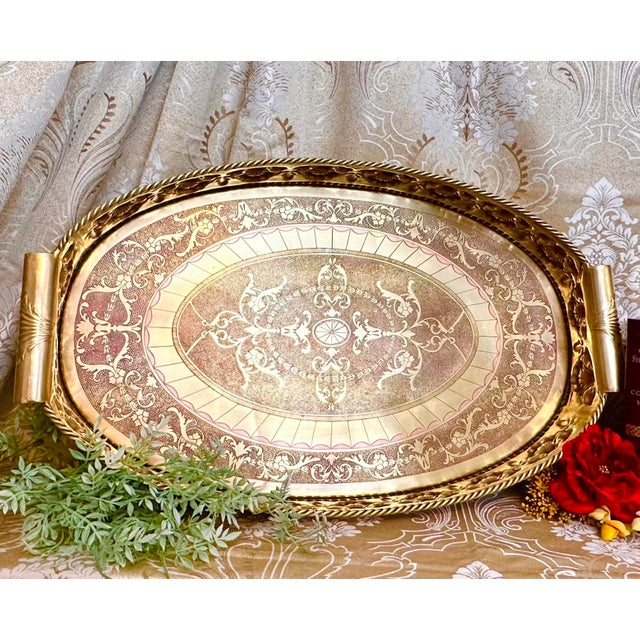 Vintage Castilian Imports Brass Large Embossed Tray | Chairish