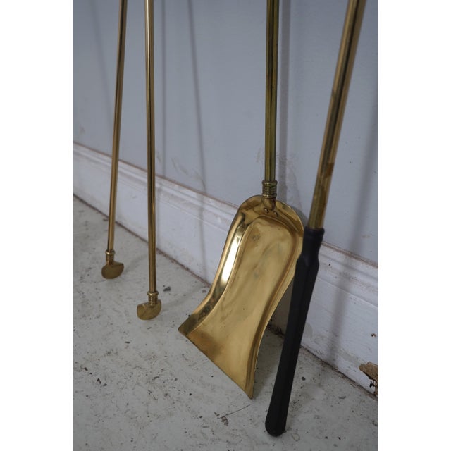 Quality Brass 4 Piece Fireplace Tool Set | Chairish