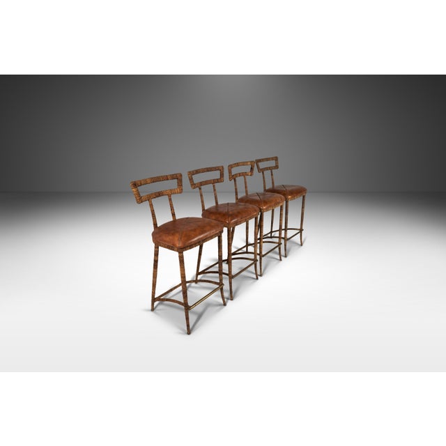 Set of 4 Modern Campaign Bar Stools Attributed to Maitland-Smith, 1980s ...