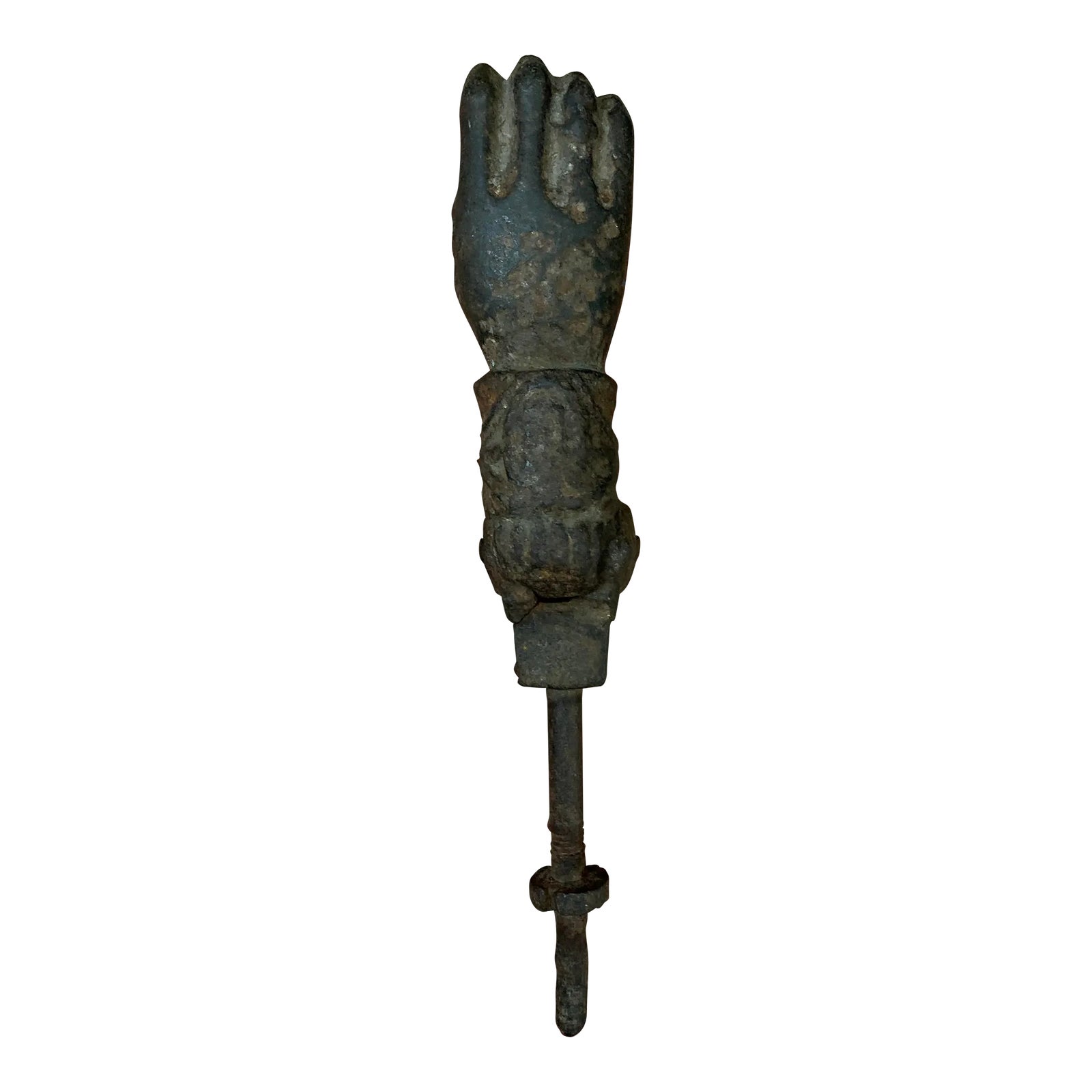 Antique Mid 19th Century French Victorian Cast Iron Hand Knocker | Chairish