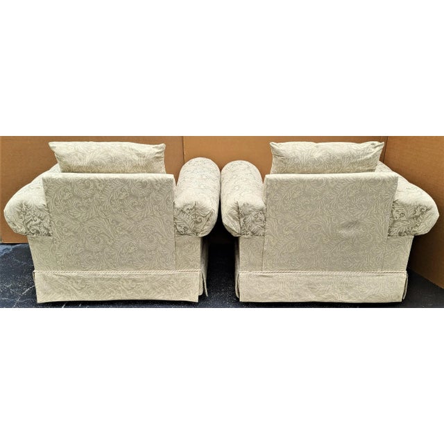 Barclay Tufted Roll Arm Oversized Damask Upholstered Lounge Club Chairs ...