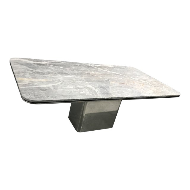 1980s Modern Brueton Rectangular Marble "Anello" Table | Chairish