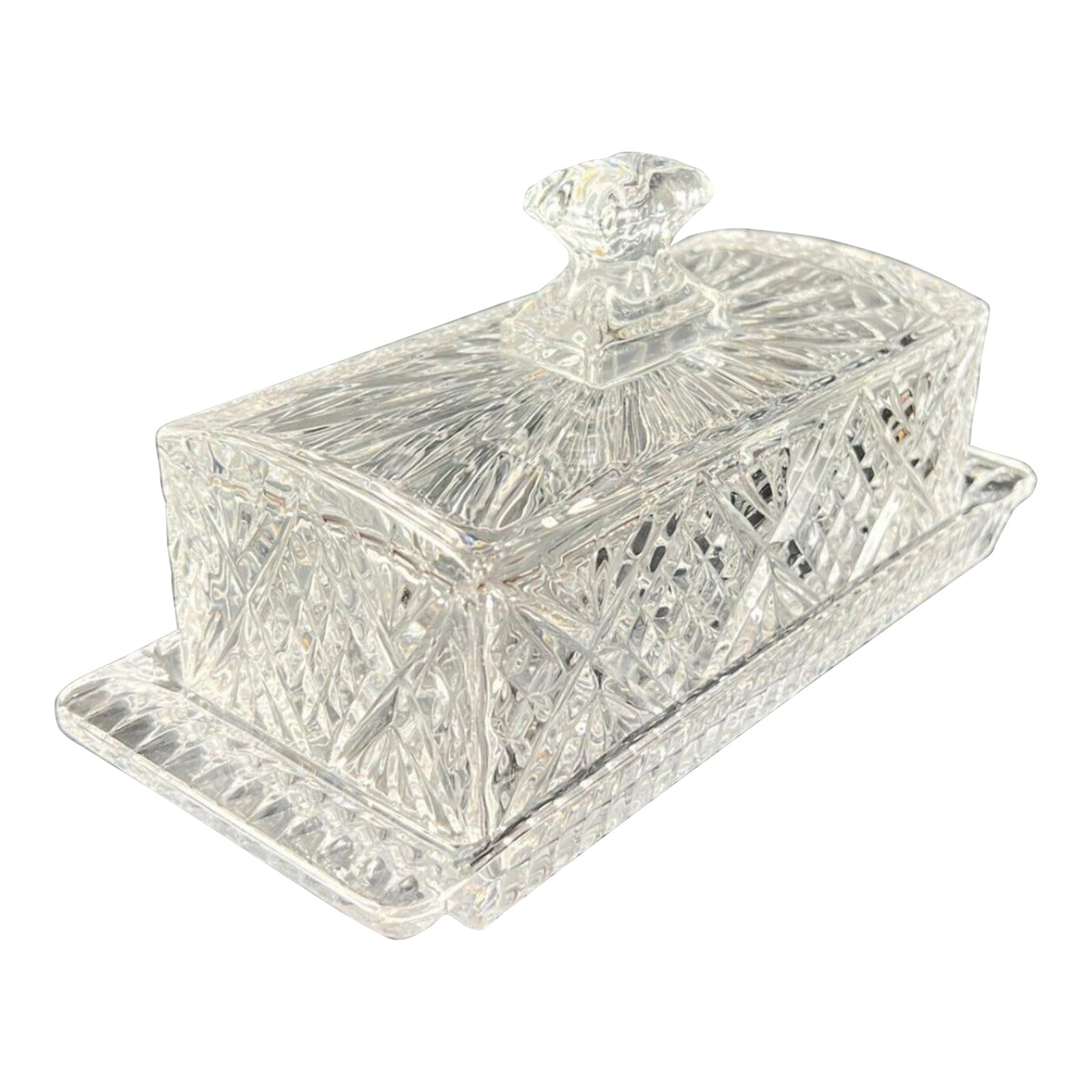 1990s Shannon by Godinger Dublin Collection Crystal Covered Butter Dish Set New in Box | Chairish