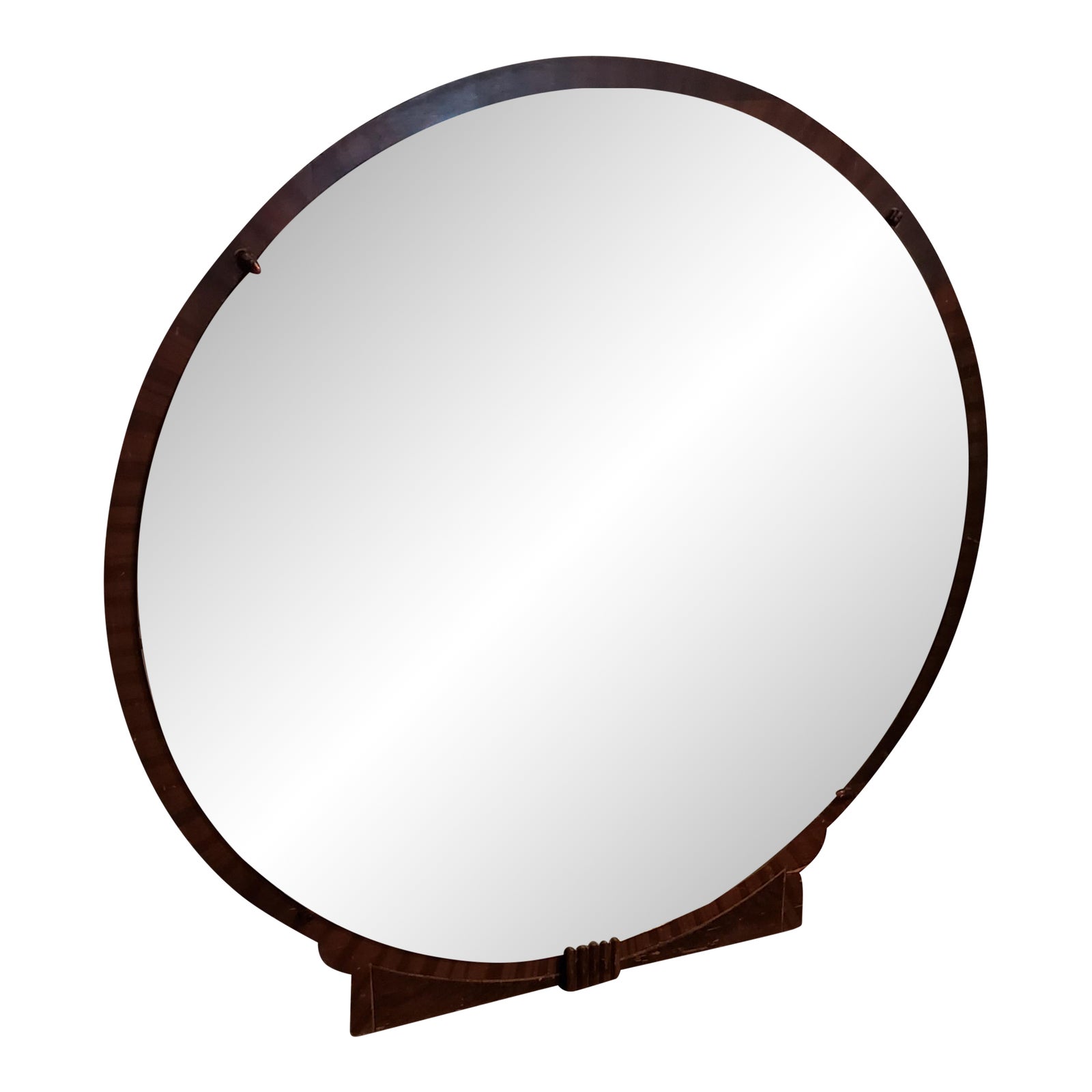 Vintage Large Round Dresser Mirror | Chairish