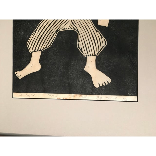 1972 "The Juggler" Figurative Abstract Linocut, Framed | Chairish