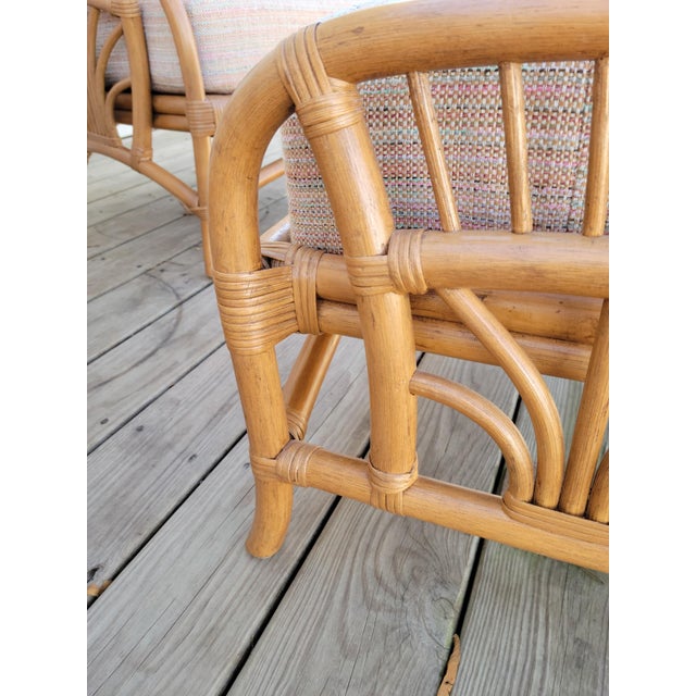 Mid-Century Ficks Reed Bamboo Rattan Lounge Set, 2 Chairs, and Ottomon ...