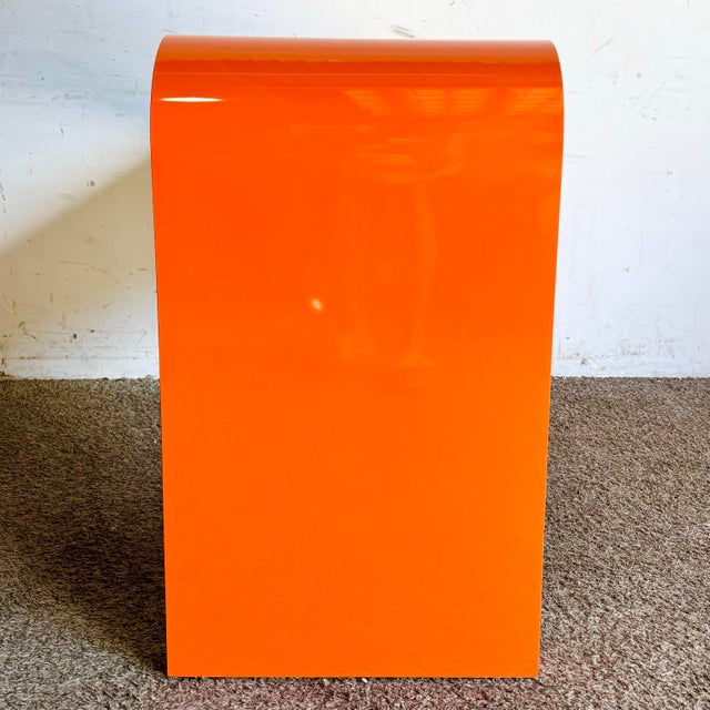 Postmodern Orange Lacquer Laminate Waterfall Desk/Console Table | Chairish