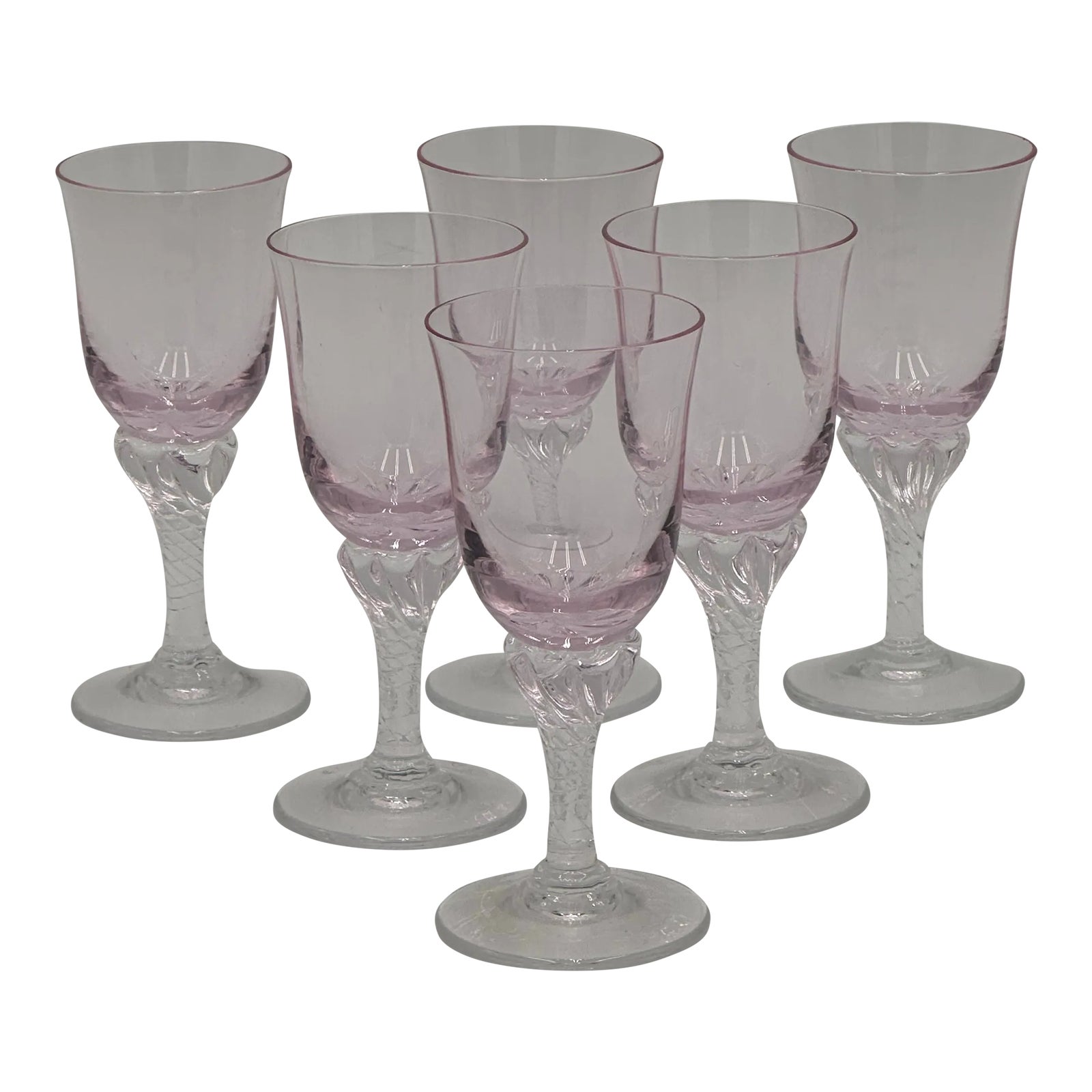Set of 6 Sasaki Coronation Pink Crystal Cordial Glasses, 1990s | Chairish