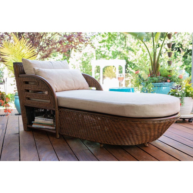 Captains Chaise with Cream Cushion | Chairish