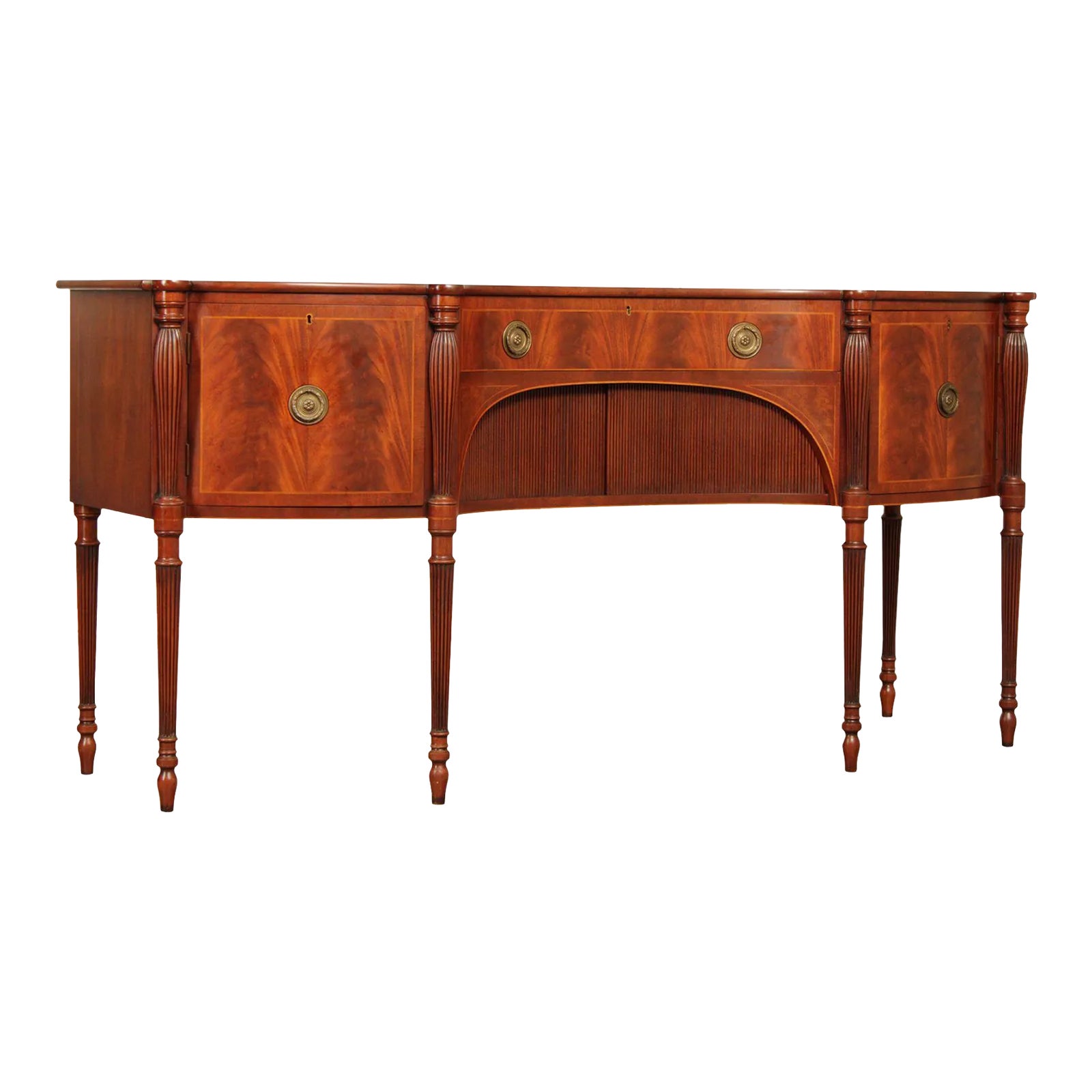 Arthur Brett Sheraton Style Serpentine Mahogany Sideboard | Chairish