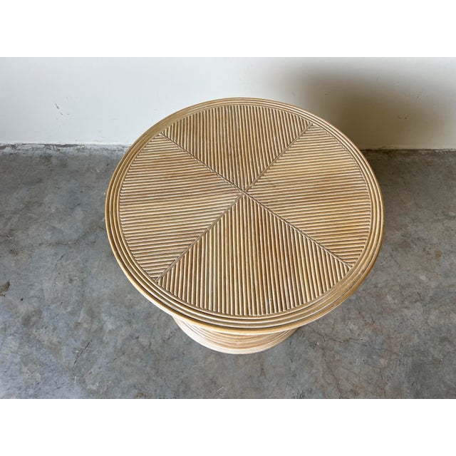 Vintage Organic Modern Pencil Reed Rattan Side / Coffee Table | Chairish