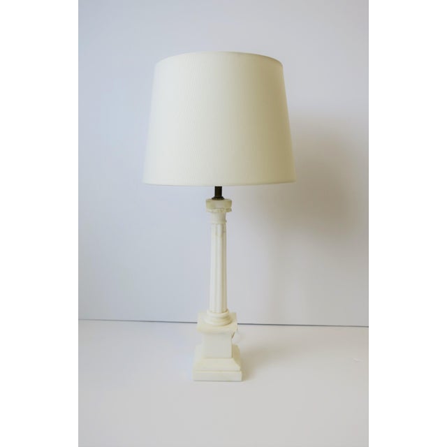 Italian White Marble Column Pillar Neoclassical Desk or Table Lamp ...